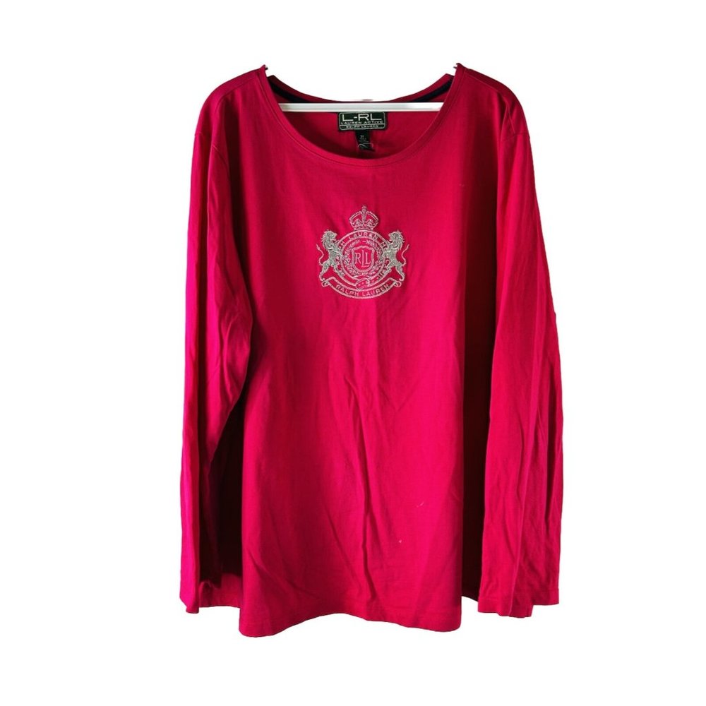 Lauren Ralph Lauren Spell Out Crest Long Sleeve T Shi… - Gem